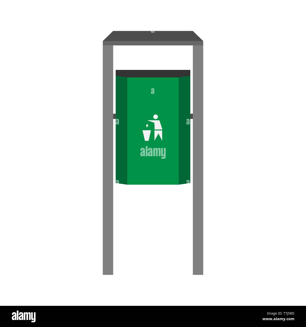 Street bin green vector side view icon. Disposal ecology junk refuse ...