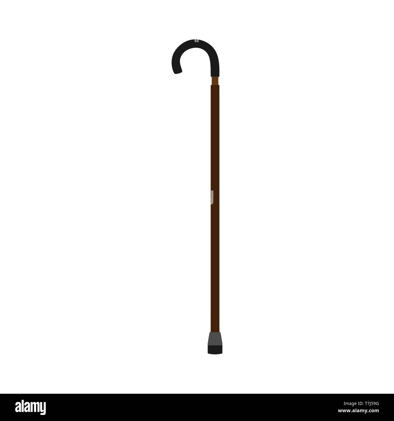Cane brown handle help support equipment vector. Walking wooden stick ...