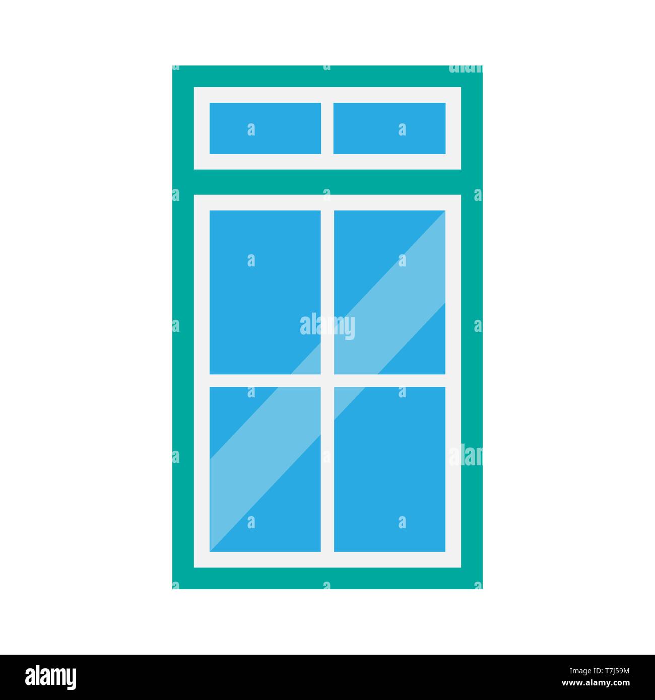 Window glass front view architecture vector concept. Interior cartoon ...