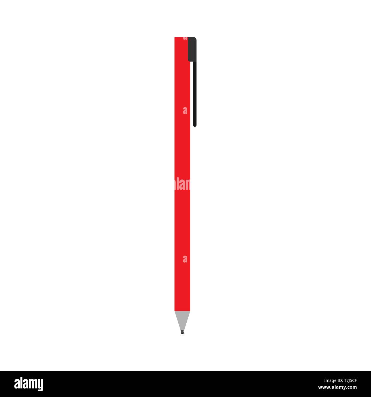 Pen symbol vector concept isolated ink equipment icon closeup. Red ...