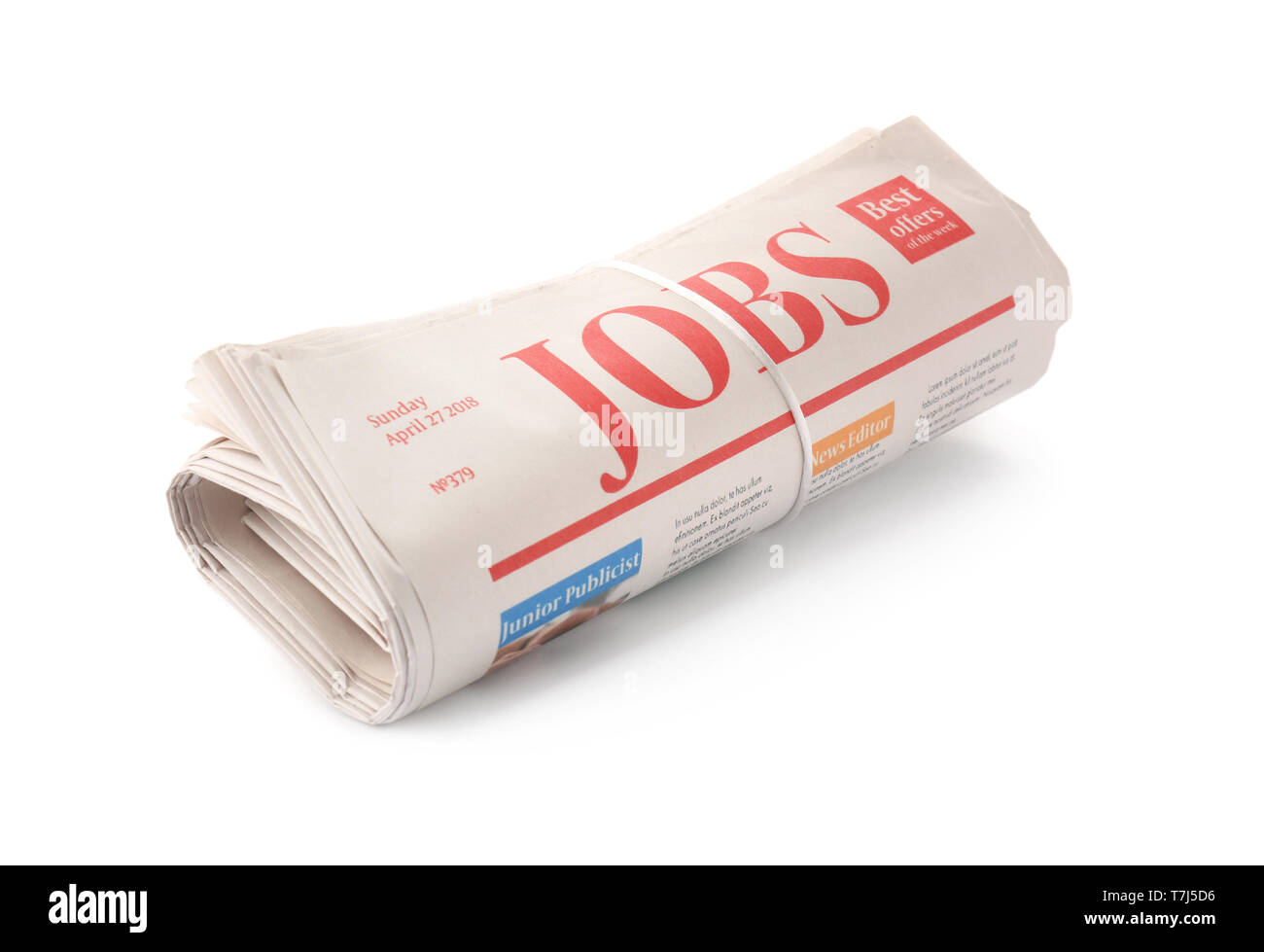 Rolled newspapers on white background Stock Photo - Alamy