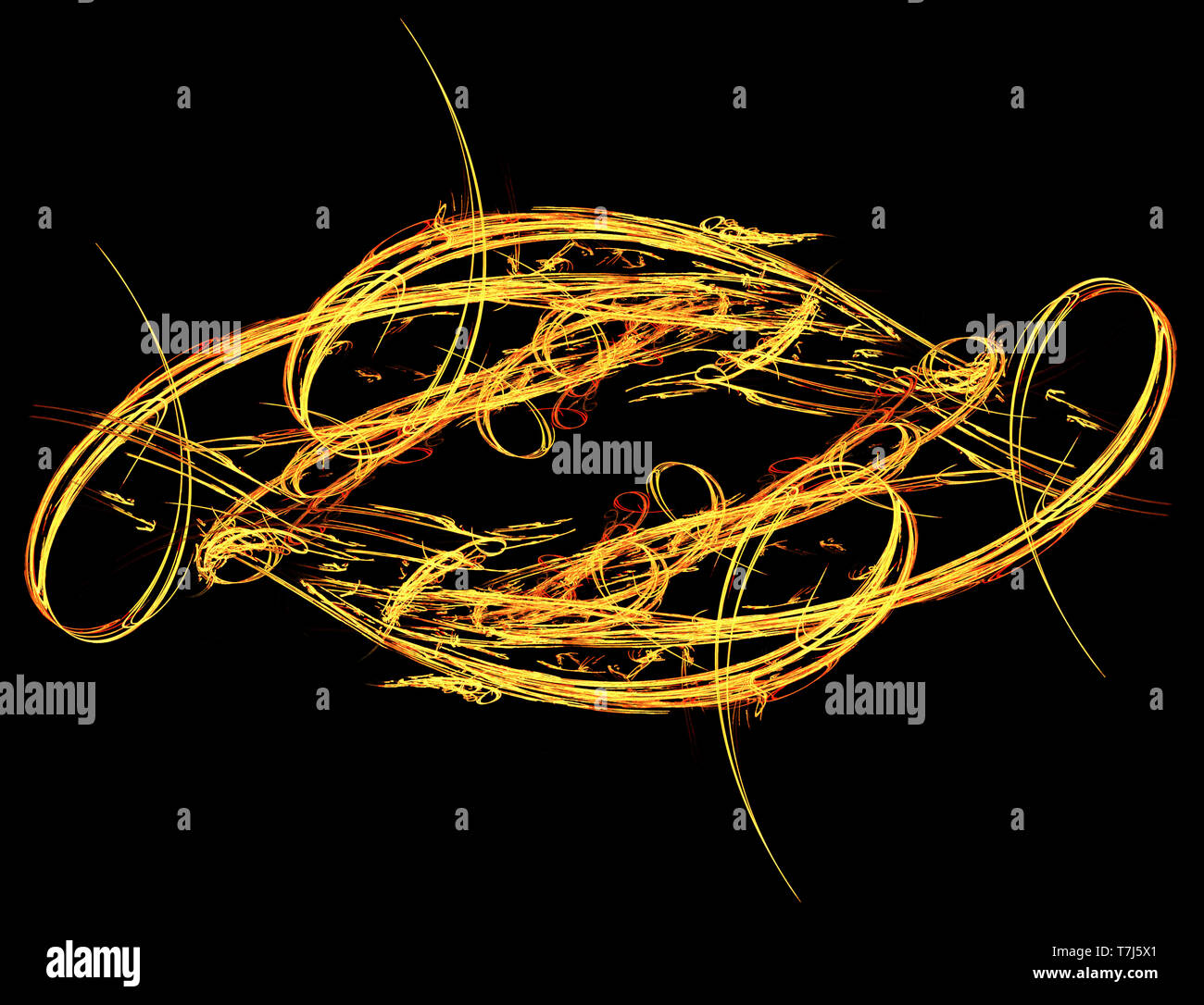 Fire line twin loops reflection special effect abstract, dark ...