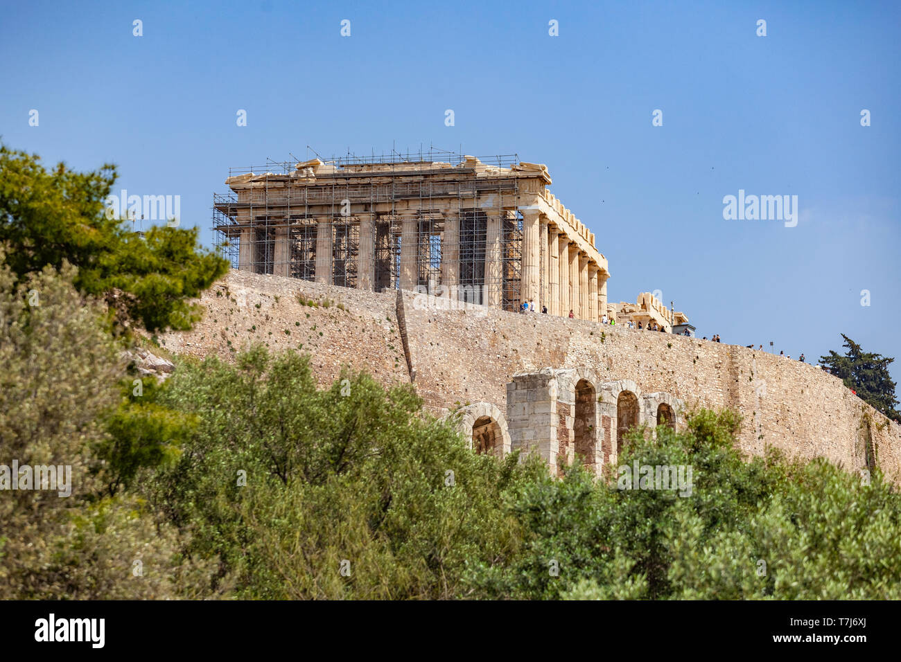 Parthenon temple in Acropolis at Athens, center on Athens, Greece Stock ...