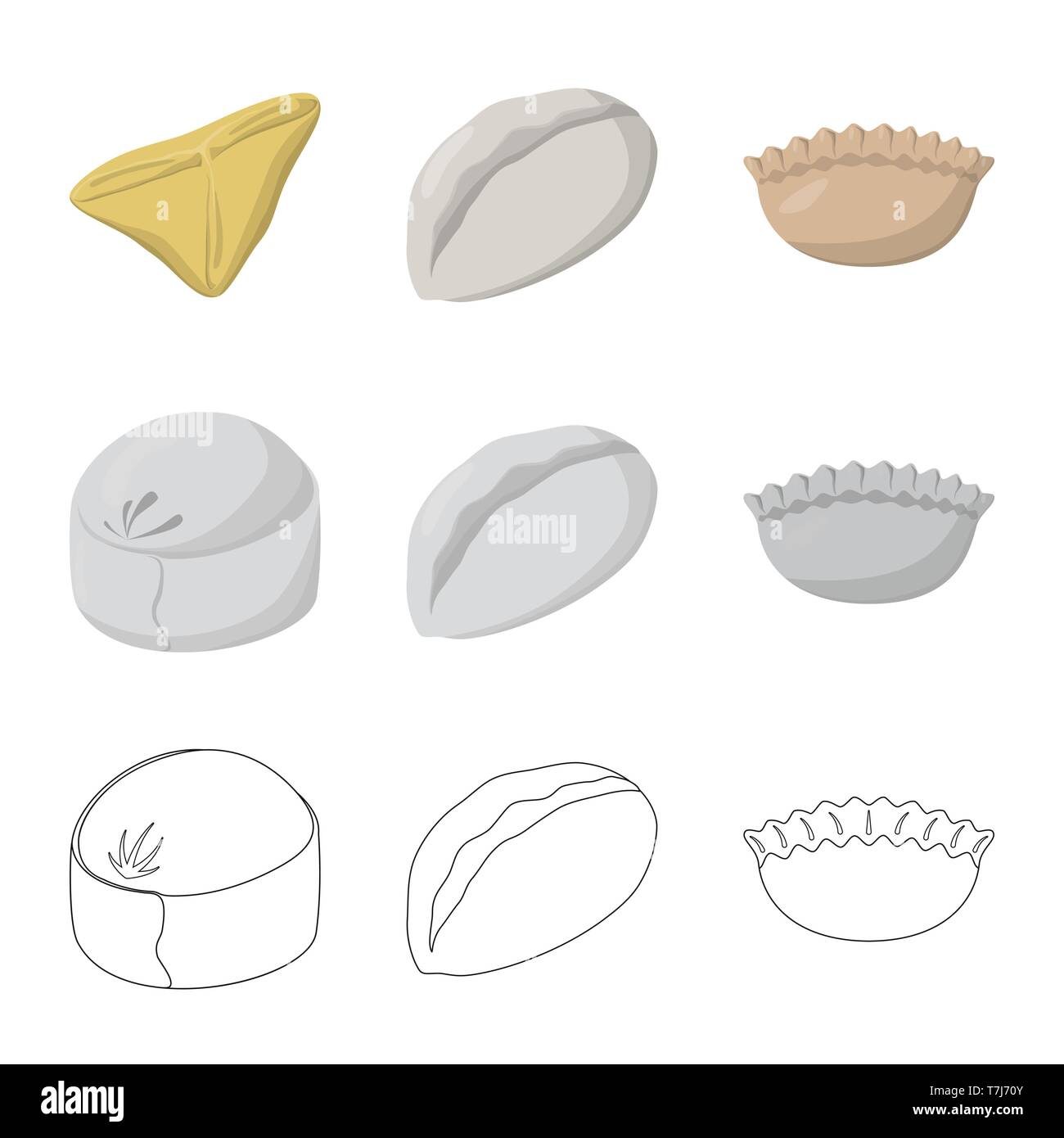 Vector illustration of products and cooking symbol. Set of products and ...