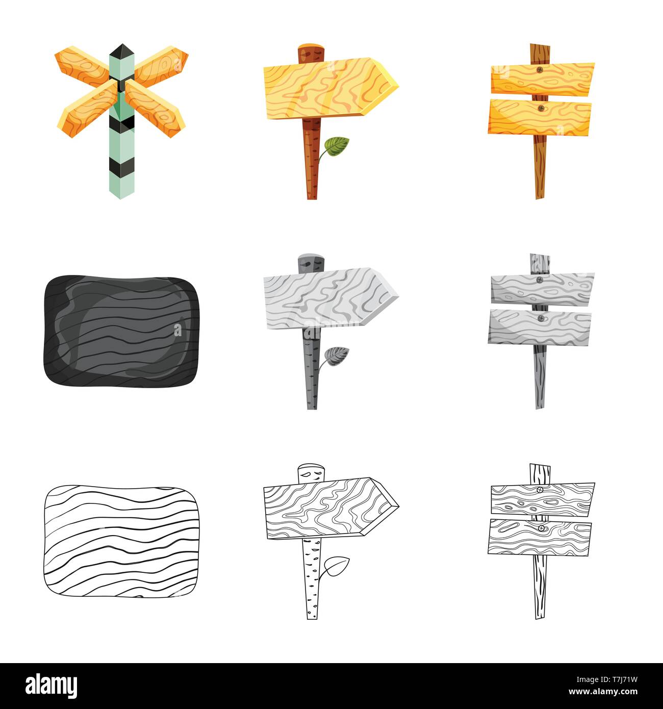 Vector design of raw and forest symbol. Collection of raw and hardwood ...