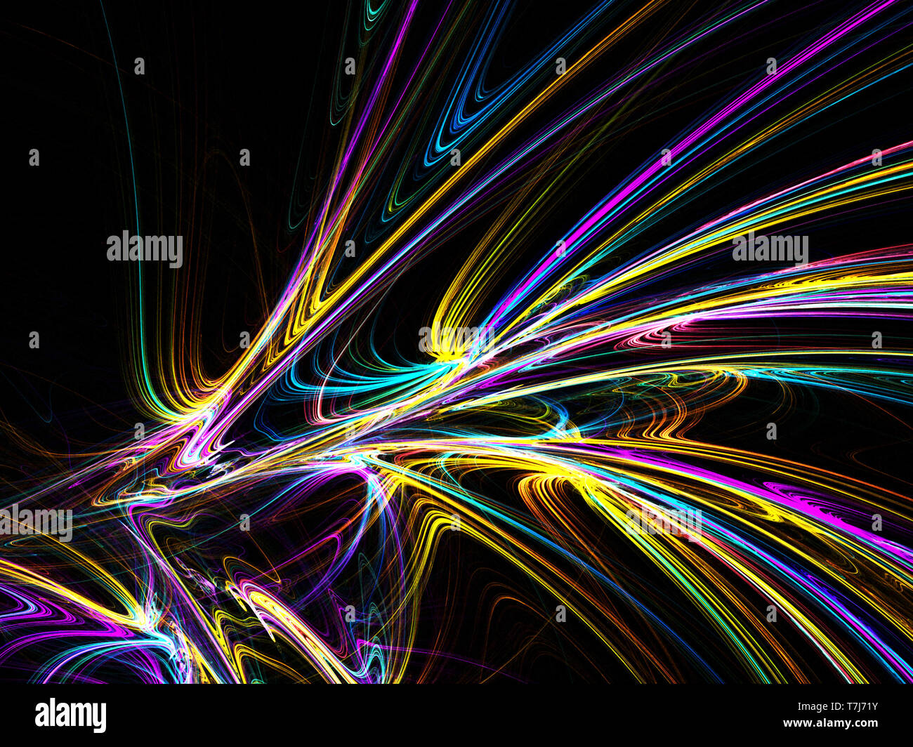 Colors mix neon traces dynamic abstract, horizontal, over black ...