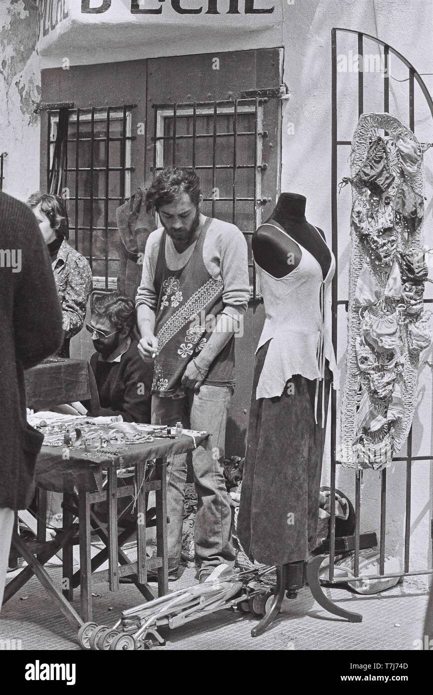 Ibiza city, street market in the 70s Stock Photo - Alamy