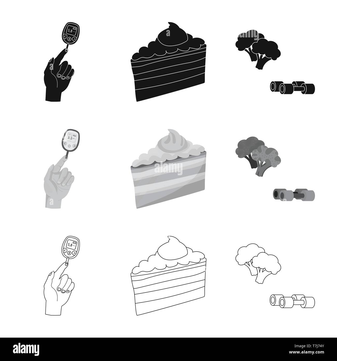 Vector design of diet and treatment symbol. Set of diet and medicine ...