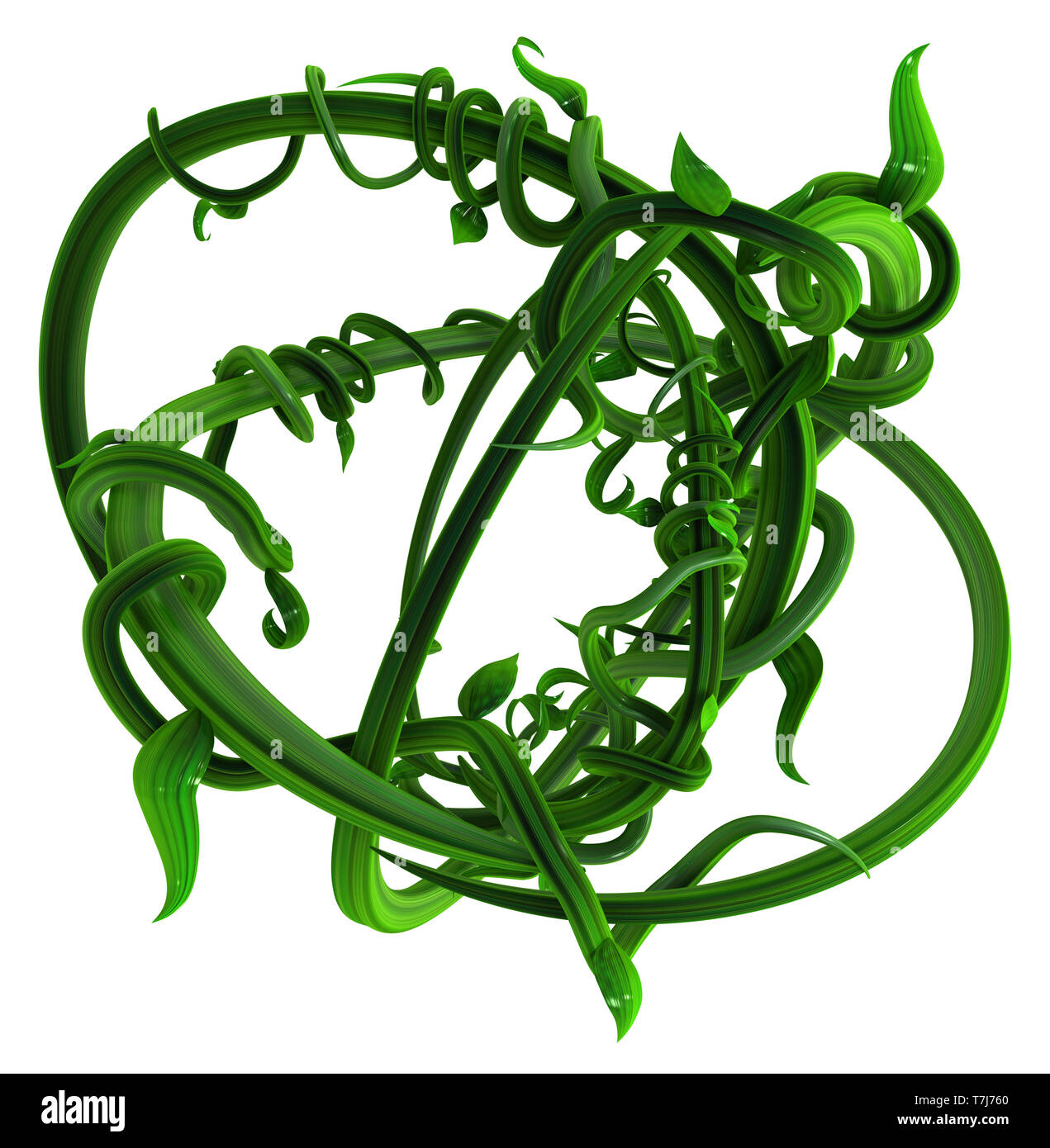 Plant vines green growing twisting ring loop tilt, 3d illustration ...