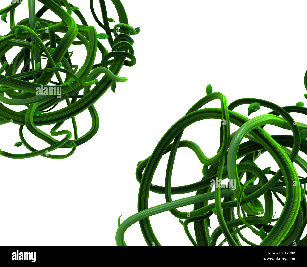 Plant vines green growing twisting dense spiral corners two, 3d ...