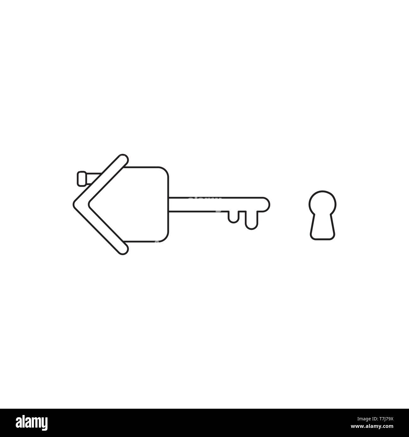 Vector icon concept of house key with keyhole. Black outlines Stock ...