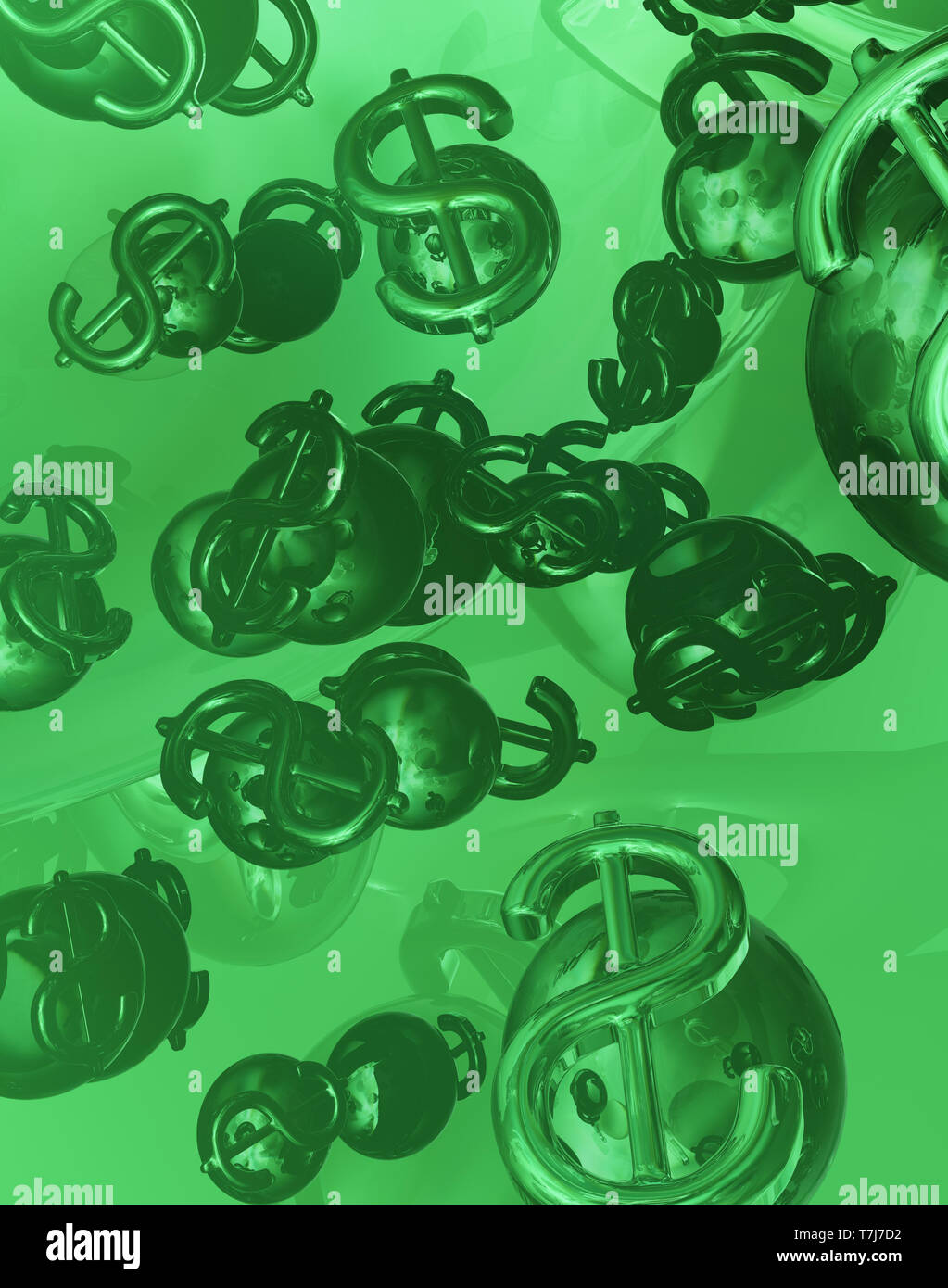 Dollar sign money bubble reflections green abstract 3d illustration ...