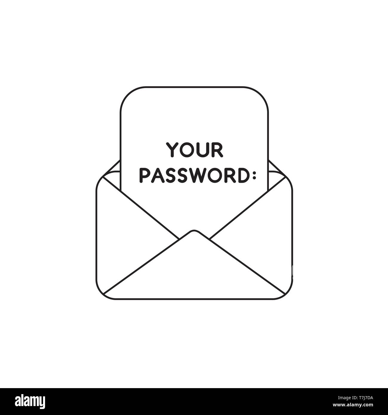 Vector icon concept of open envelope with your password written on ...
