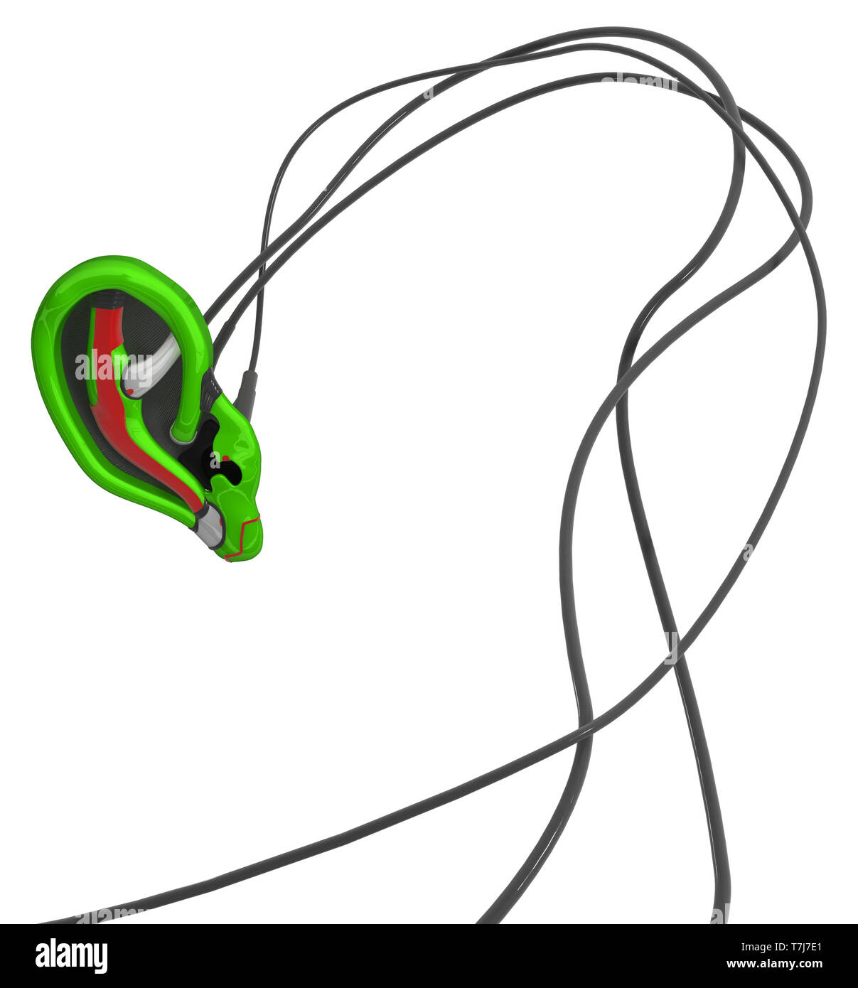 Robotic ear 3d model green, connected with wires, isolated Stock Photo ...