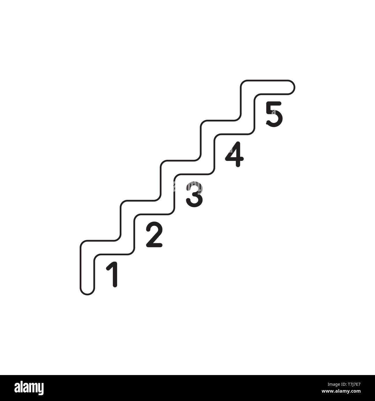 Vector icon concept of stairs with numbers from one to five. Black ...
