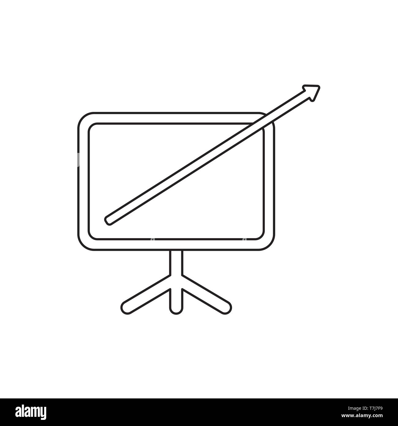 Vector icon concept of arrow moving up and out of presentation chart ...