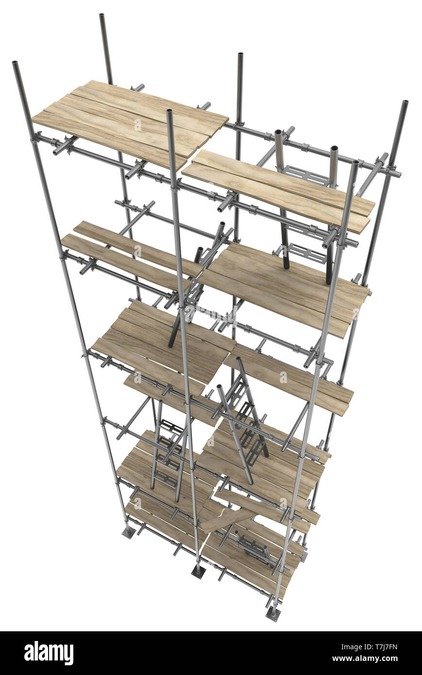 Scaffolding construction high top, 3d illustration, vertical, isolated ...