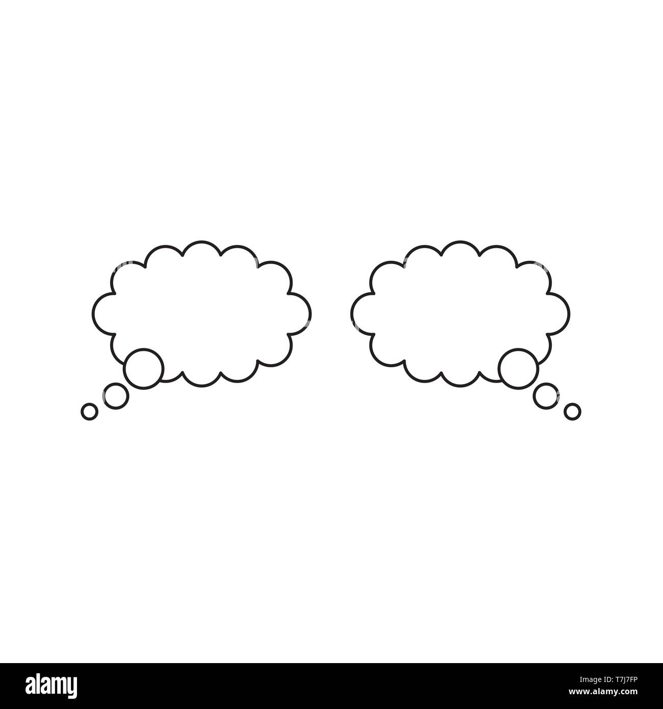 Vector icon concept of two thought bubbles. Black outlines Stock Vector ...