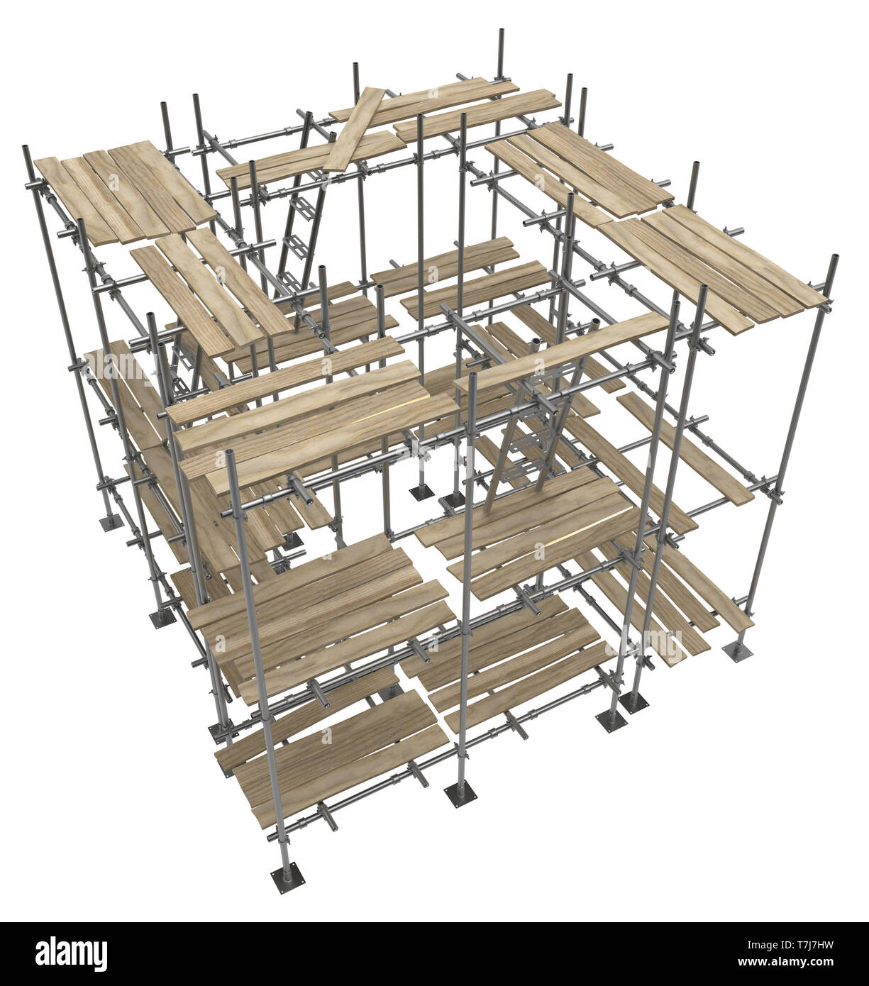Scaffolding construction square box structure, 3d illustration ...