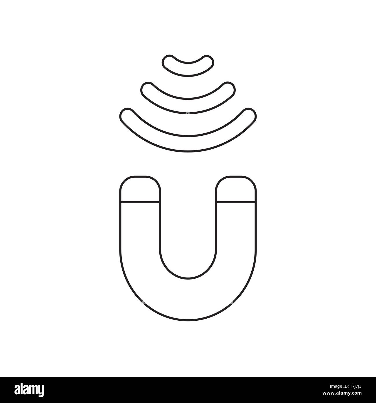 Vector icon of magnet attracting. Black outlines Stock Vector Image ...