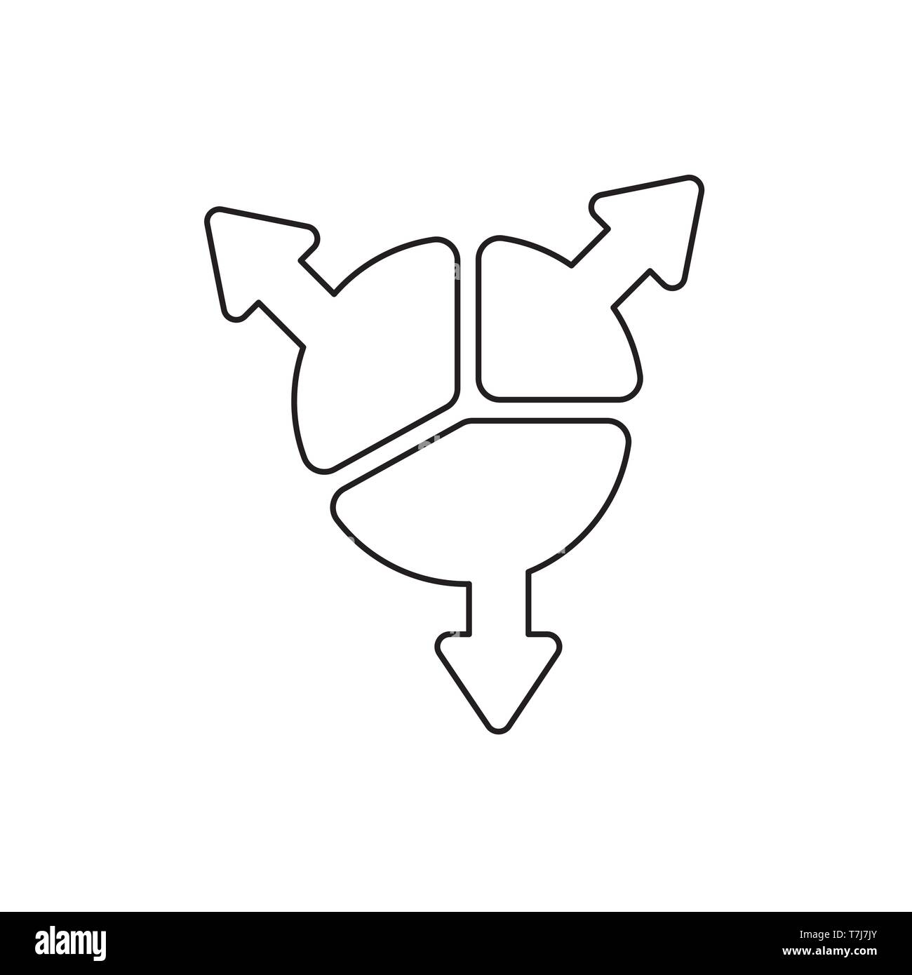 Vector icon concept of three part diagram pie infographic with three ...