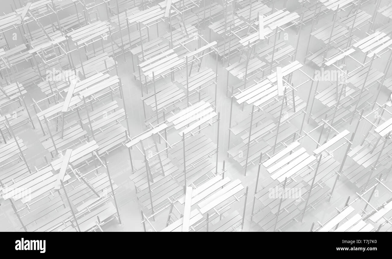 Scaffolding construction storage white, 3d illustration, horizontal ...