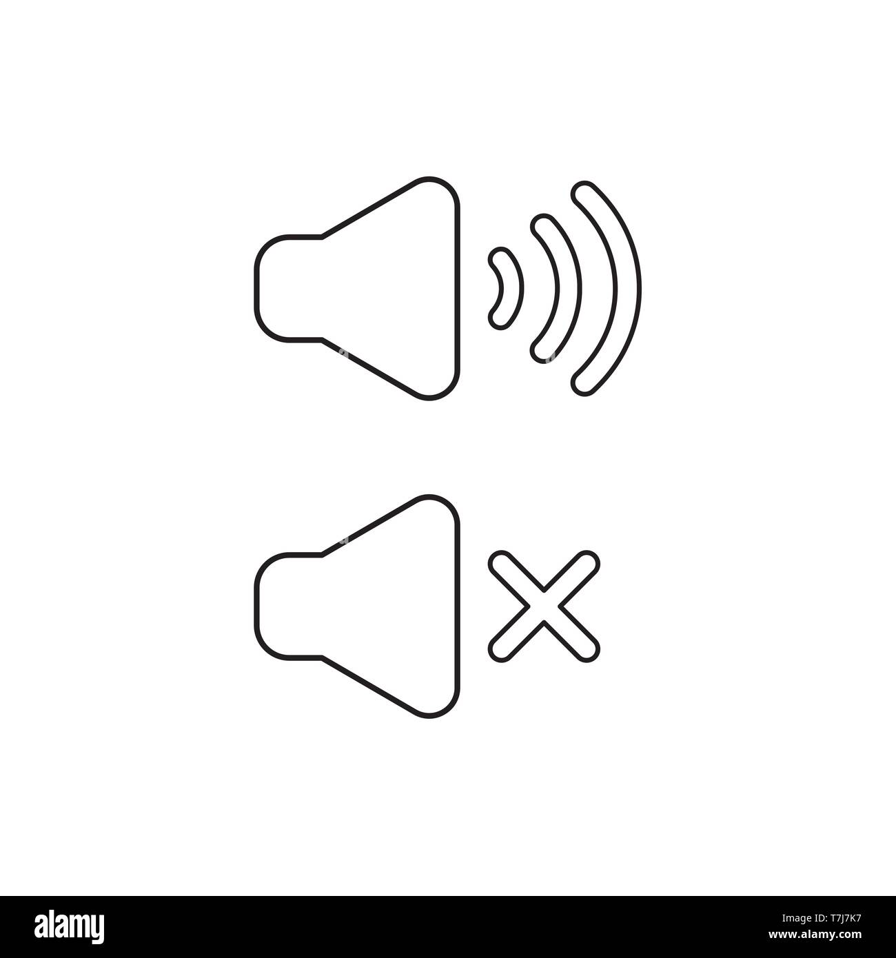 Vector icon concept of speaker sound symbols on and off. Black outlines ...