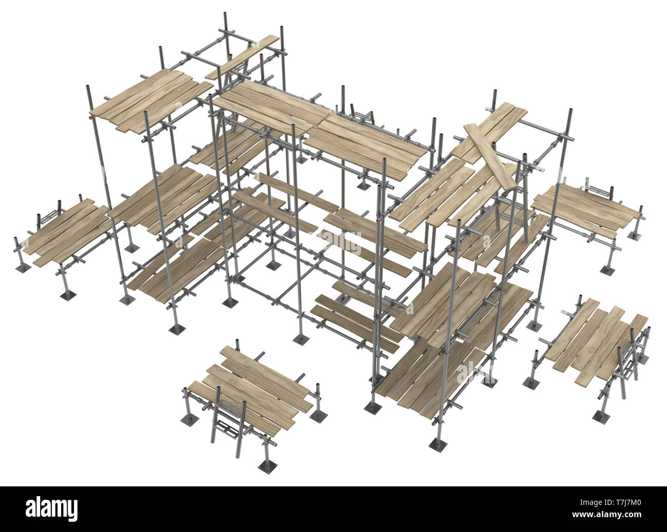 Scaffolding construction tables structure, 3d illustration, horizontal ...