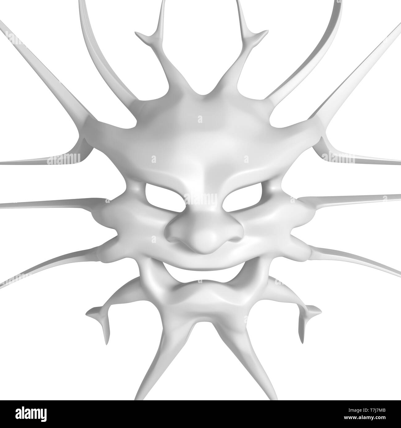 Angry face sculpture spread white 3d illustration abstract, horizontal ...