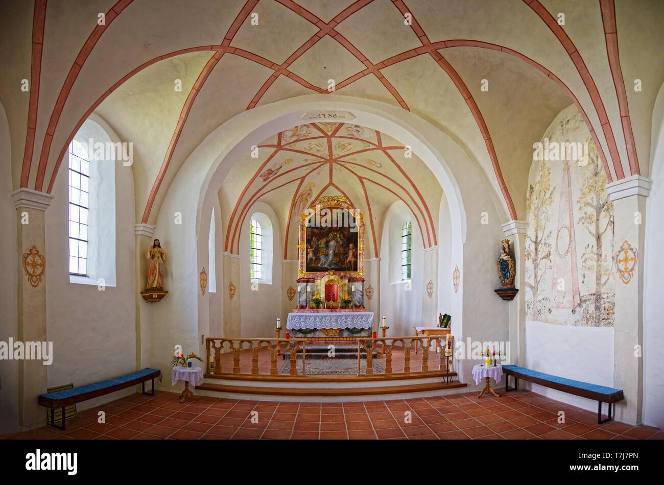 Interior view of the Schnappenkapelle, Marquartstein, Bavaria, Germany ...