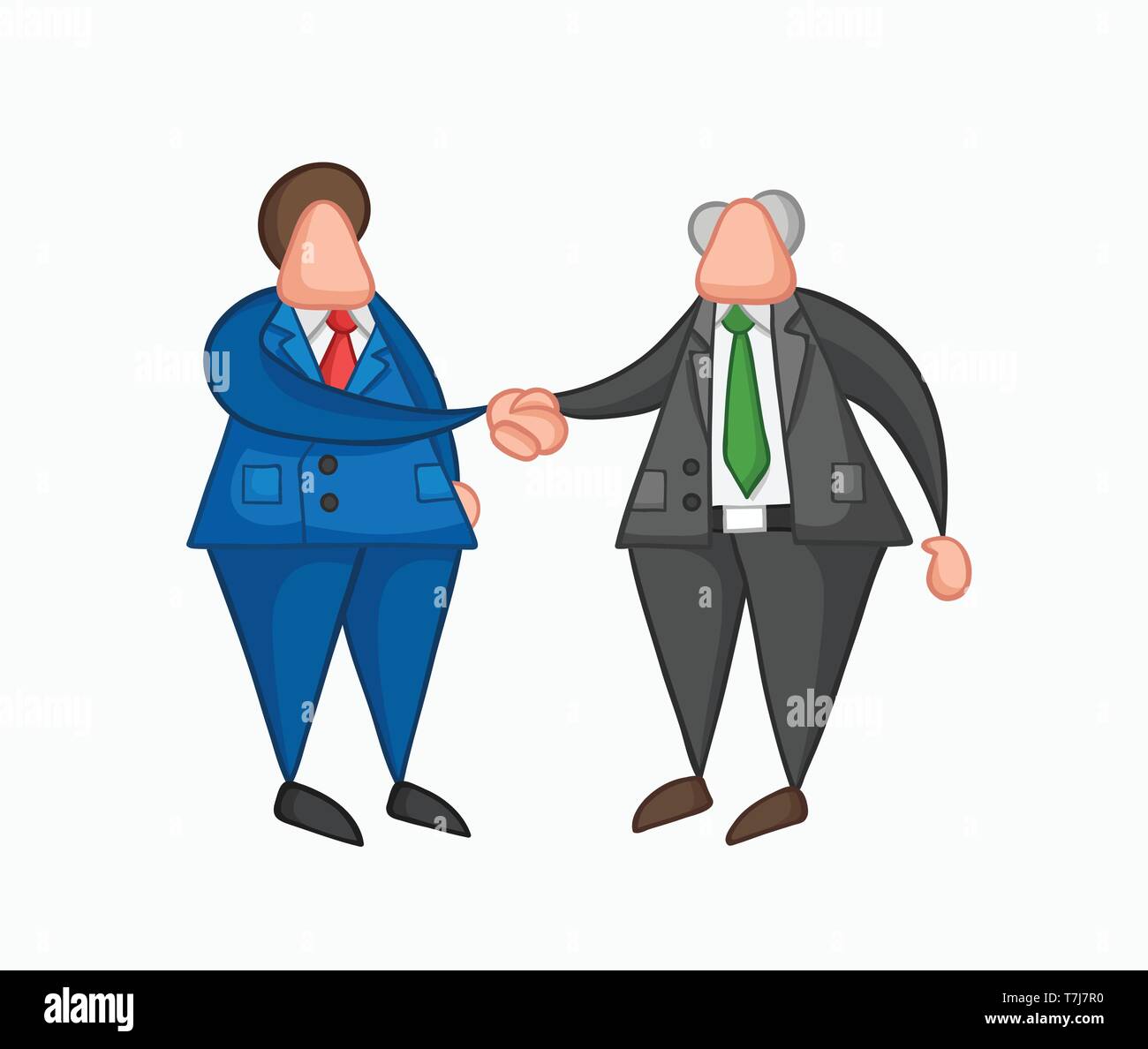 Hand-drawn vector illustration businessman worker and boss shaking ...