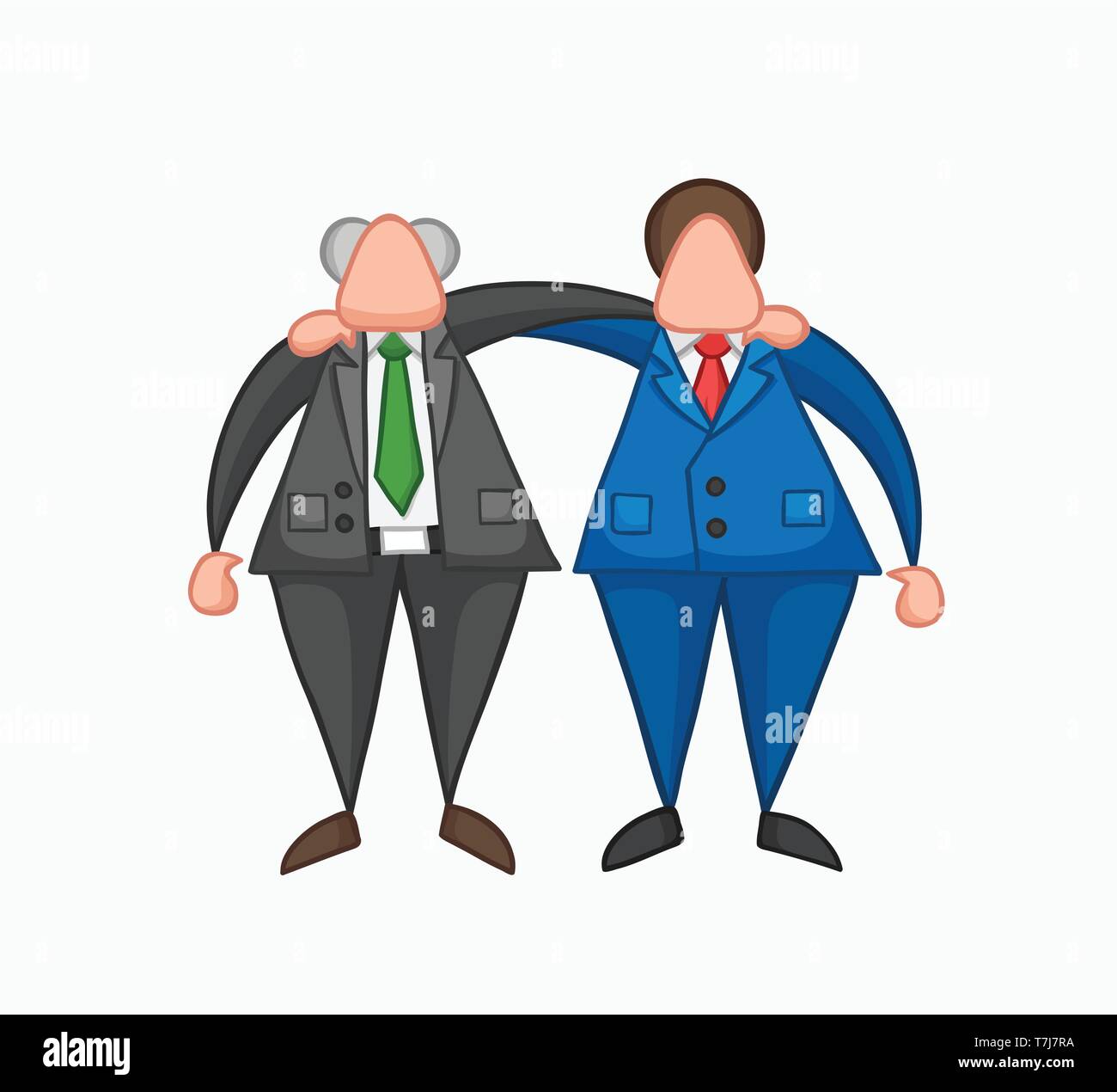 Hand-drawn vector illustration happy boss and businessman worker ...