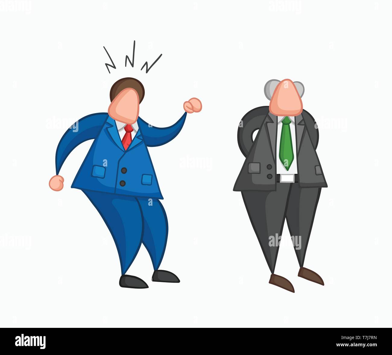 Hand-drawn vector illustration businessman worker angry at boss ...