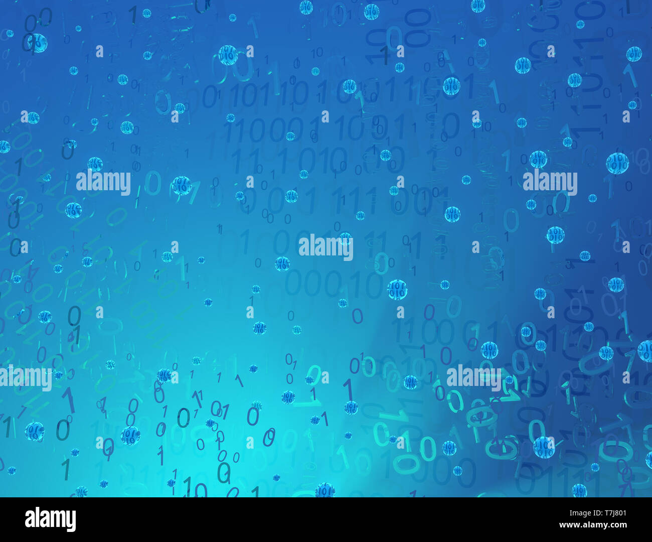 Virtual blue water environment bubbles background, 3d illustration ...