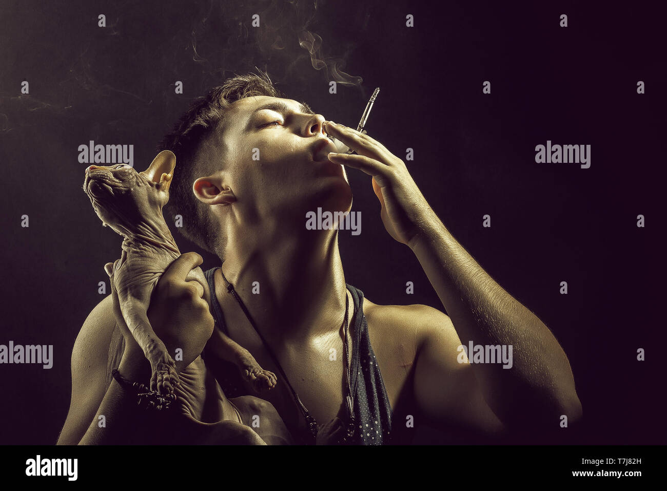 Small boy smoking cigarette hi-res stock photography and images - Alamy