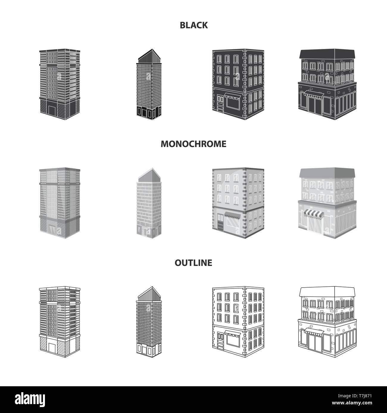 Vector illustration of construction and building symbol. Set of ...
