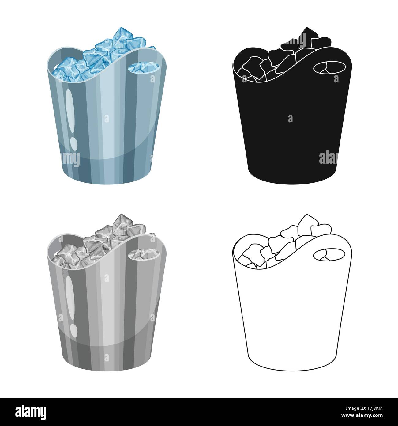 Vector design of bucket and ice logo. Collection of bucket and crystal ...