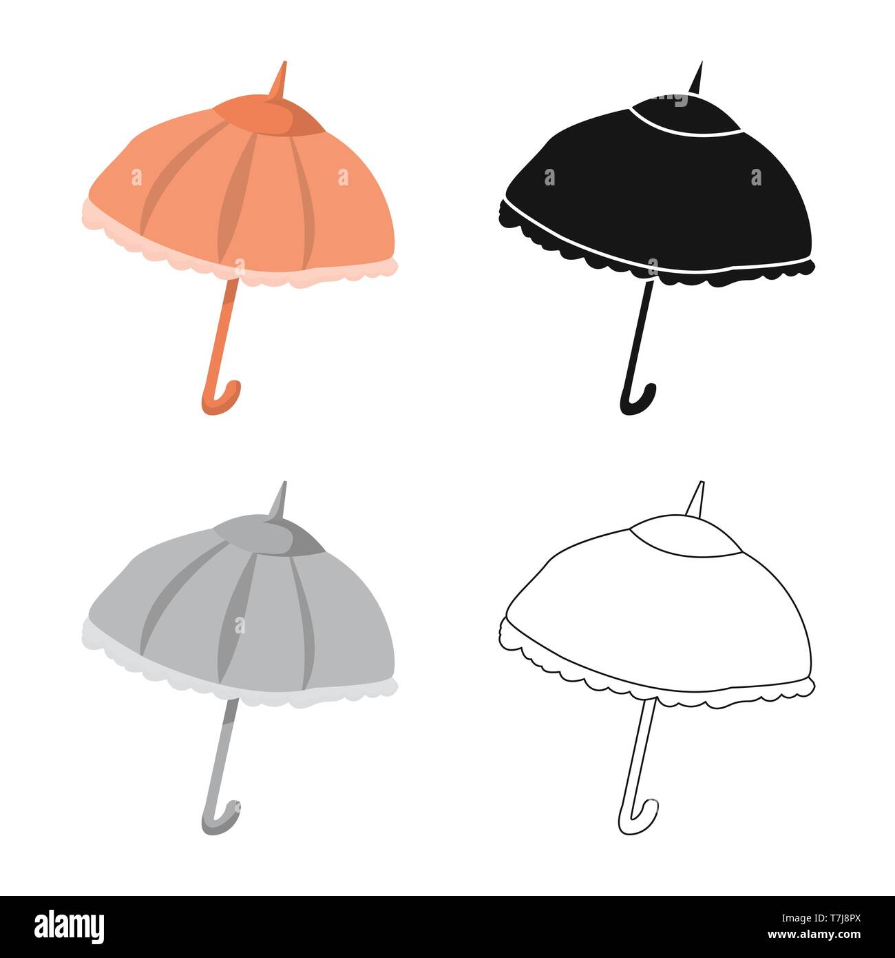 Vector illustration of parasol and water symbol. Collection of parasol ...