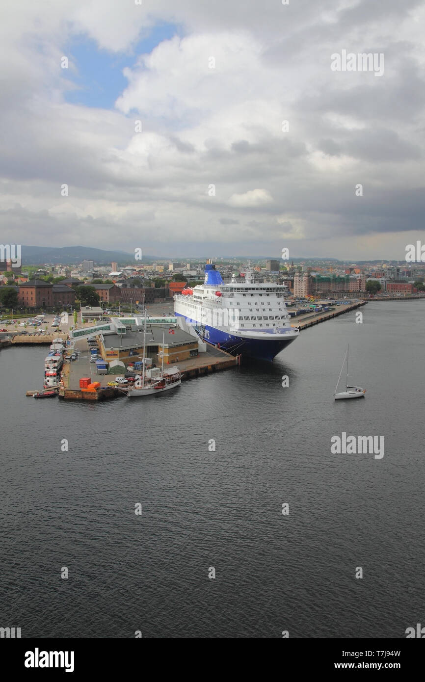 Oslo, Norway - Jun 15, 2012: Passenger-and-freight ferry on parking in ...