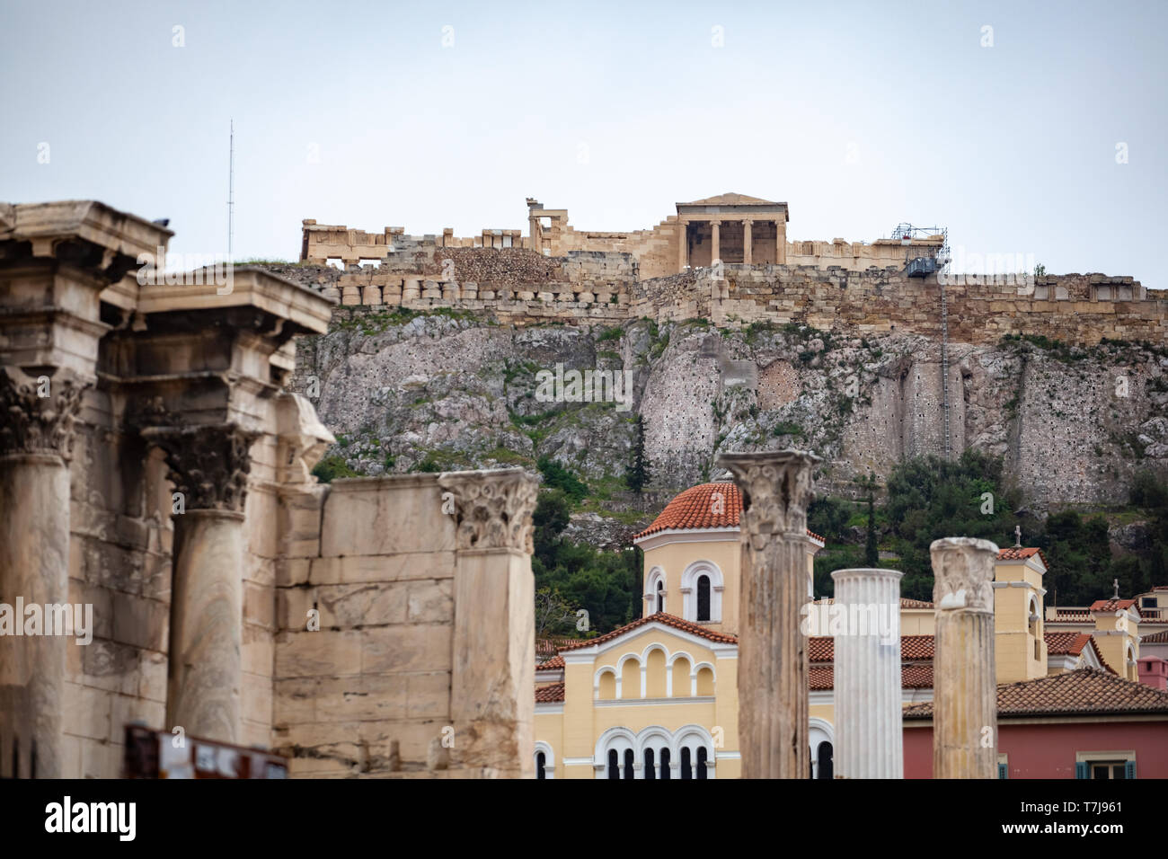 Parthenon temple in Acropolis at Athens, center on Athens, Greece Stock ...