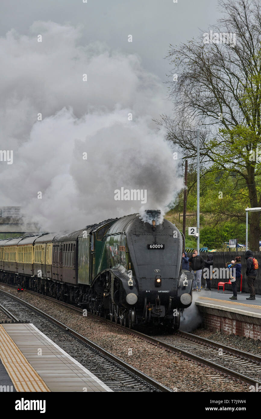 Sir Nigel Gresley A4 Steam Locomotive at Micklefield, West Yorkshire ...