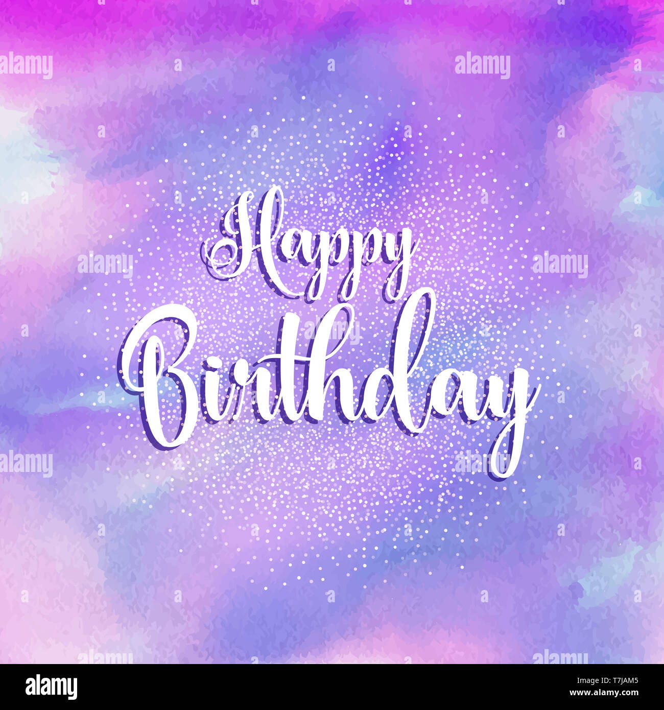 Happy Birthday background with decorative text on watercolour texture ...