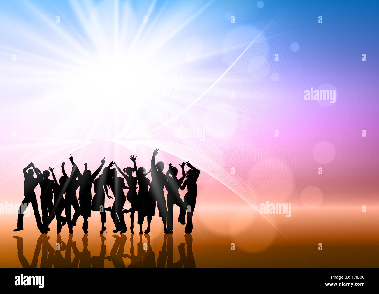 Silhouettes of people dancing on an abstract background Stock Photo - Alamy