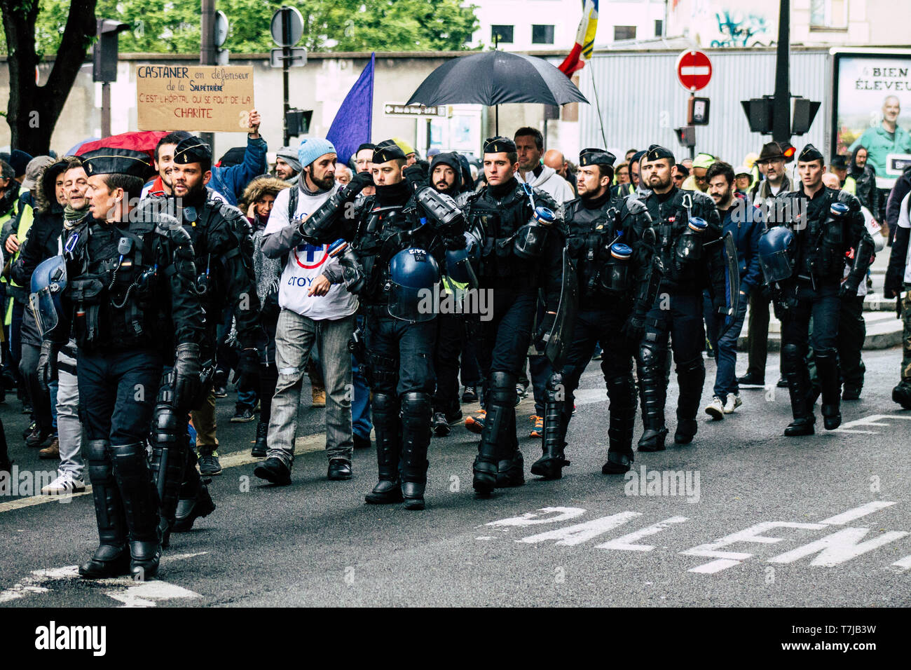 Paris France May 04, 2019 View of a riot squad of the French National ...