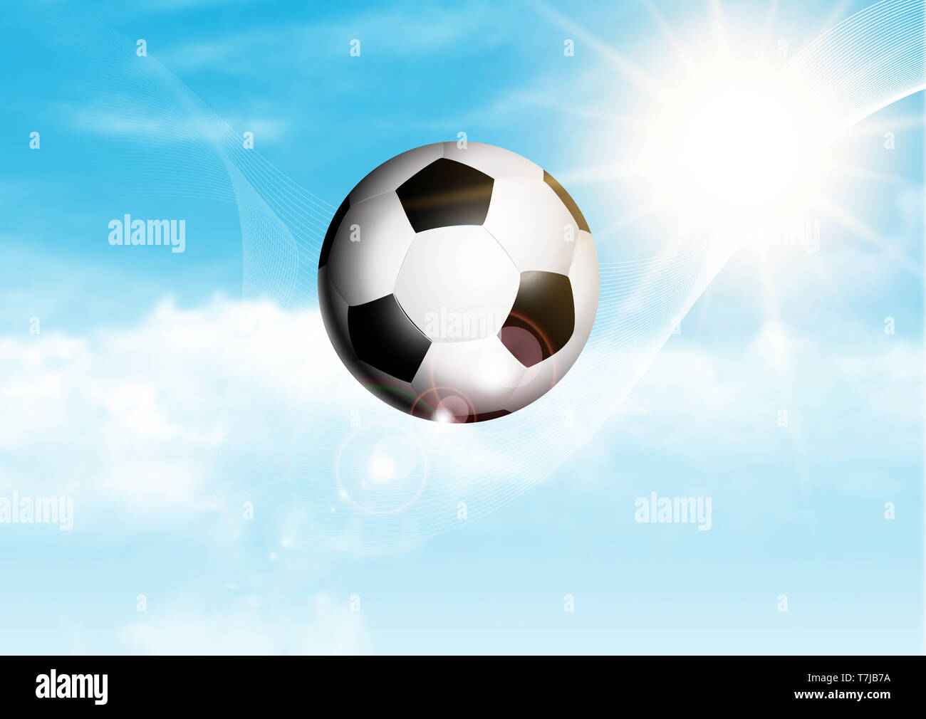 Football flying through sky hi-res stock photography and images - Alamy
