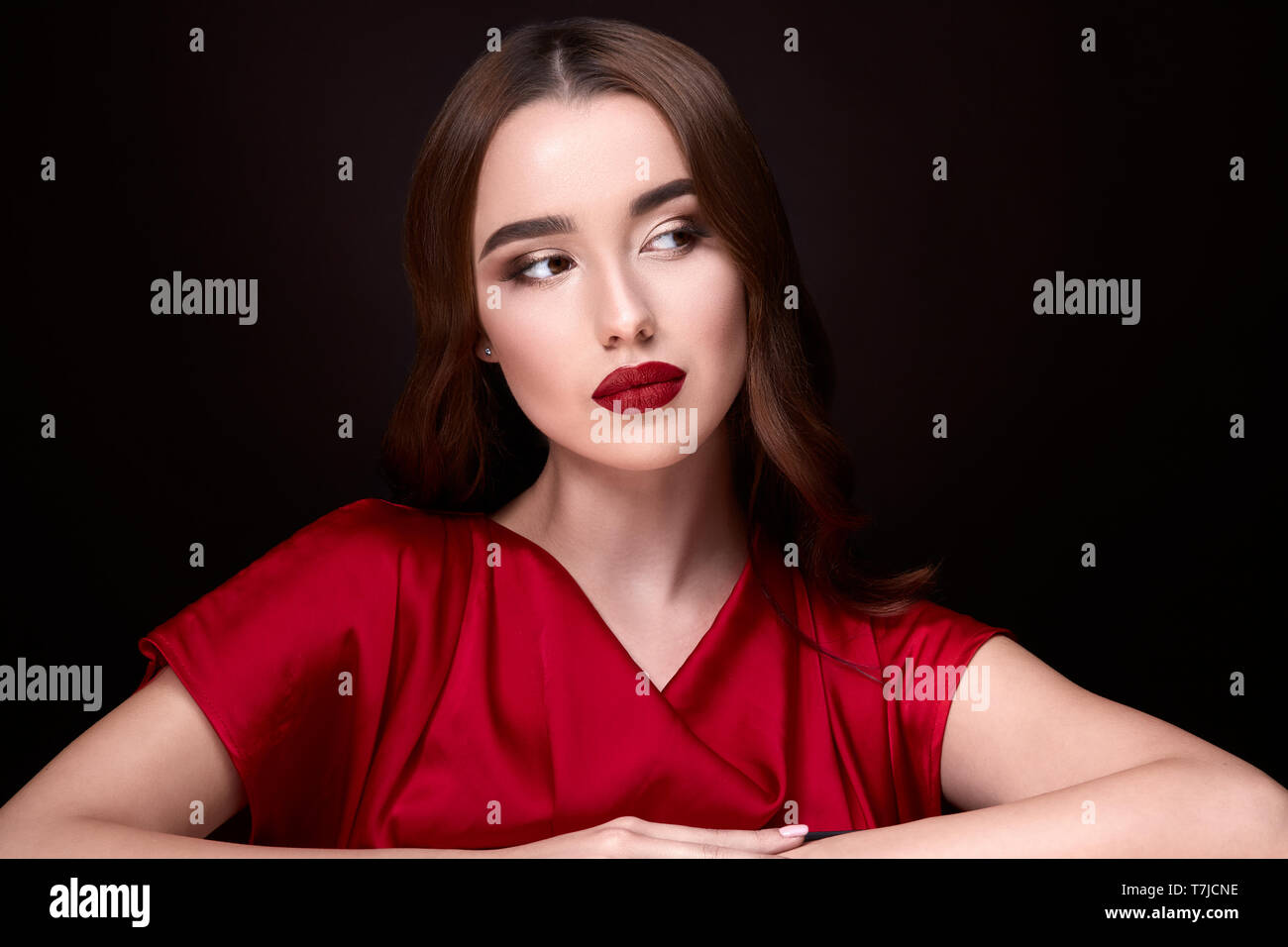 Red lipstick models hi-res stock photography and images - Alamy