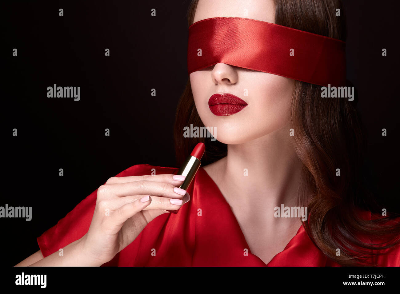 Attractive girl at studio background Stock Photo - Alamy