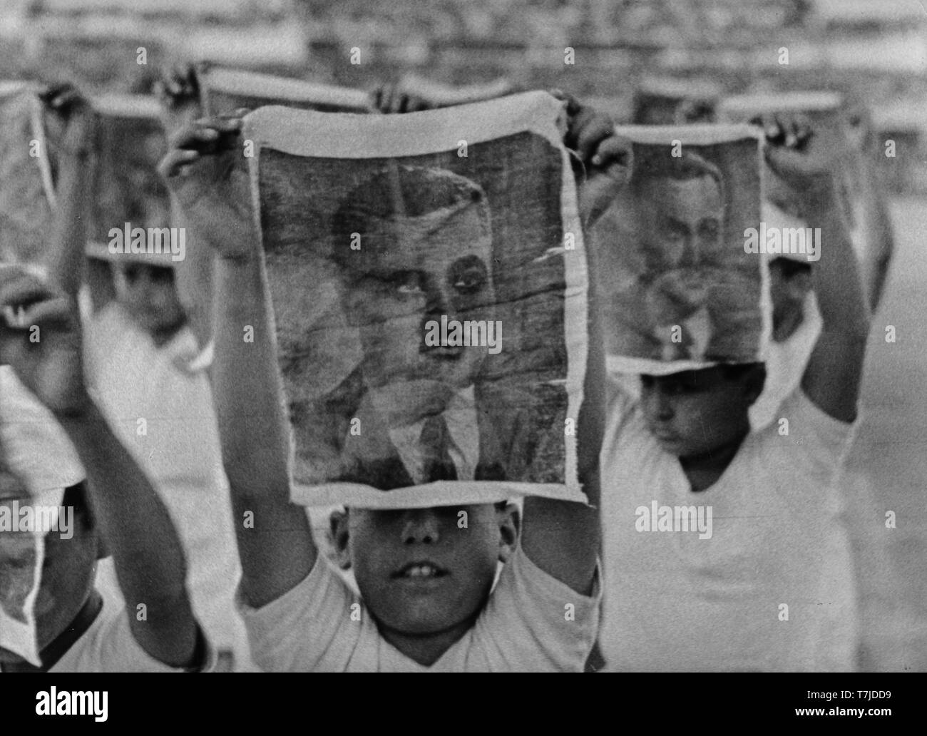 young demonstrators carry photos of president nasser, port said, egypt ...