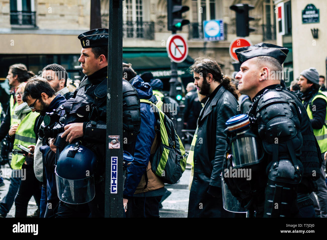 Paris France May 04, 2019 View of a riot squad of the French National ...
