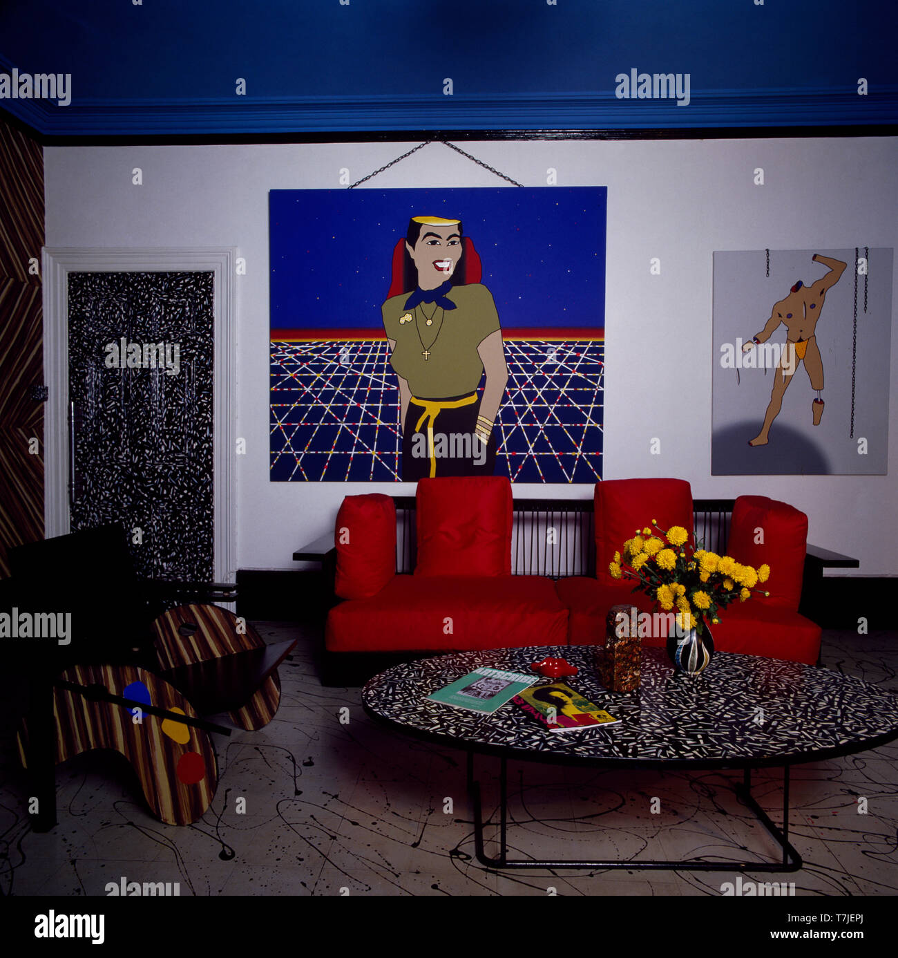 Painter Dougie Fields living room in London flat Stock Photo - Alamy